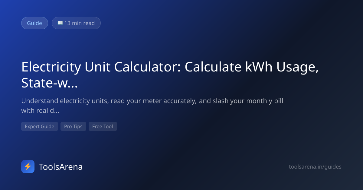 Electricity Unit Calculator India — kWh, Rates & Bill Guide 2026 ...