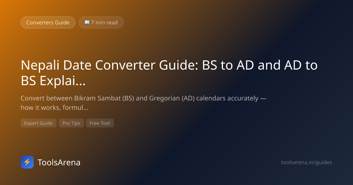 Nepali Date Converter: BS to AD & AD to BS (2026) | ToolsArena | ToolsArena