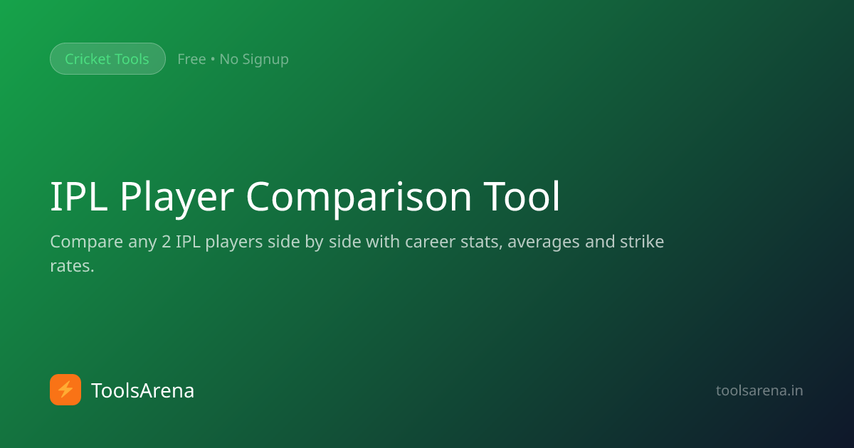 IPL Player Comparison Tool - Compare Career Stats Side by Side | ToolsArena