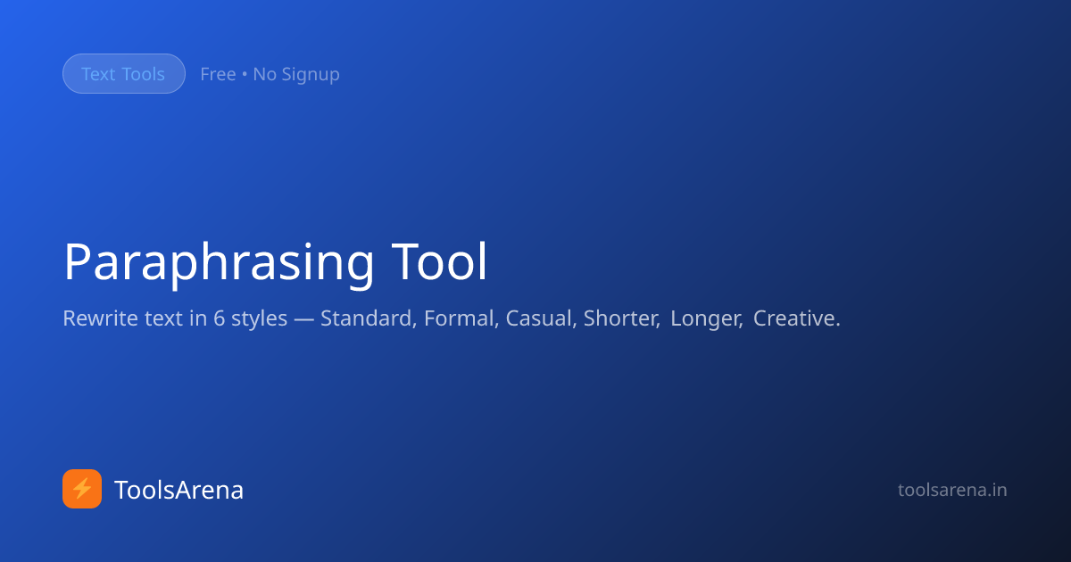 Paraphrasing Tool - Rewrite Text in 6 Styles | Free Online | ToolsArena